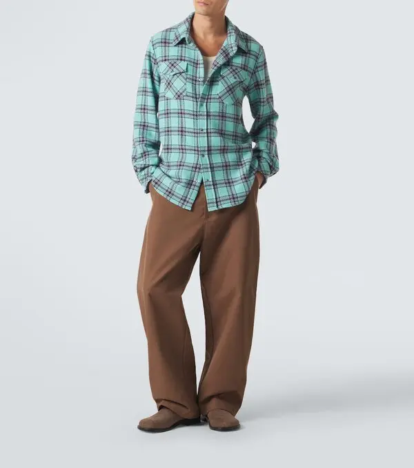 GOD'S TRUE CASHMERE Plaid Cashmere Shirt With Amethyst