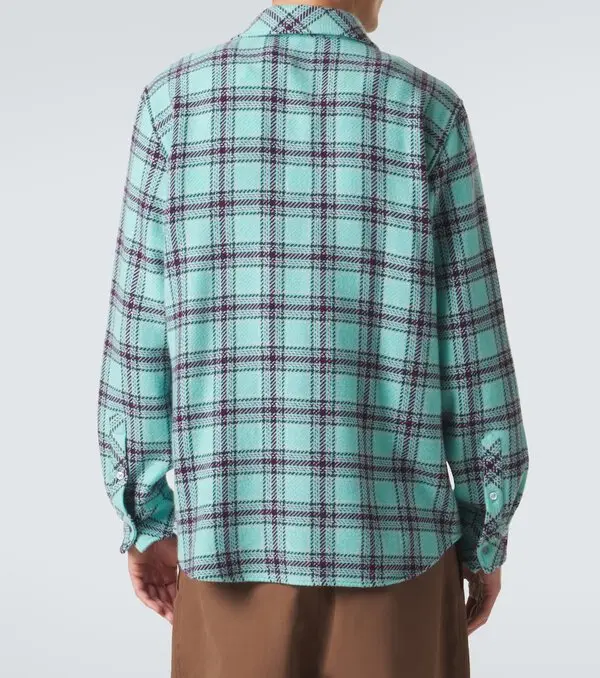 GOD'S TRUE CASHMERE Plaid Cashmere Shirt With Amethyst