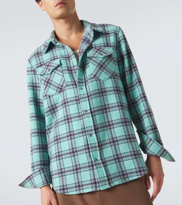 GOD'S TRUE CASHMERE Plaid Cashmere Shirt With Amethyst