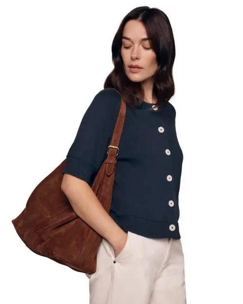 CELTIC & CO. Suede Slouchy Shoulder Bag - Cognac