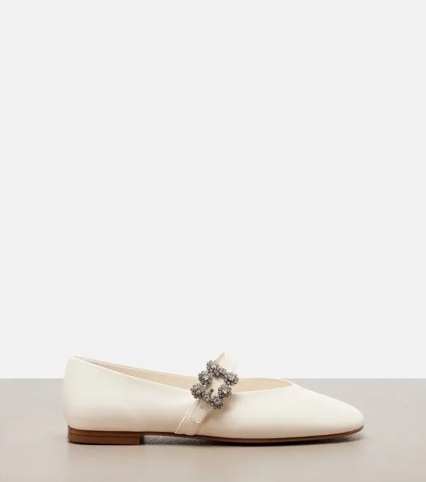 ROGER VIVIER Round Toe Leather Ballet Flats With Buckle Detail