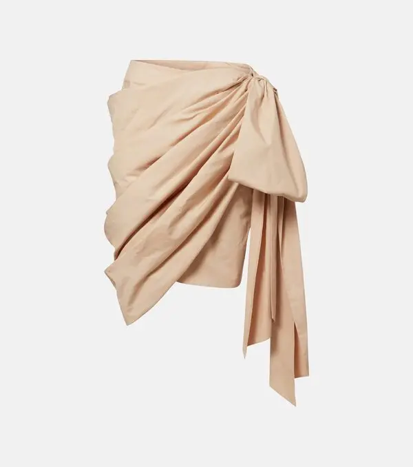 Chloé Bow-detail Cotton Poplin Midi Skirt - Beige