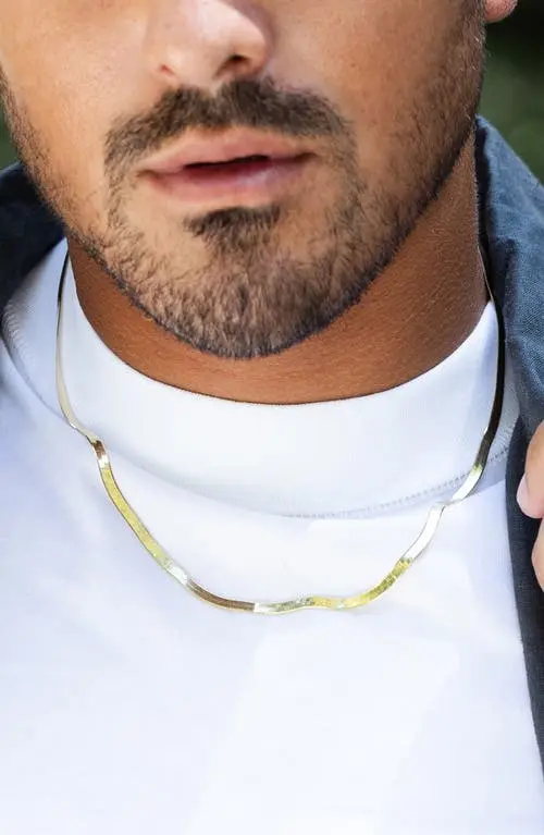 BROOK & YORK Sterling Silver 14k Plated Herringbone Chain Necklace
