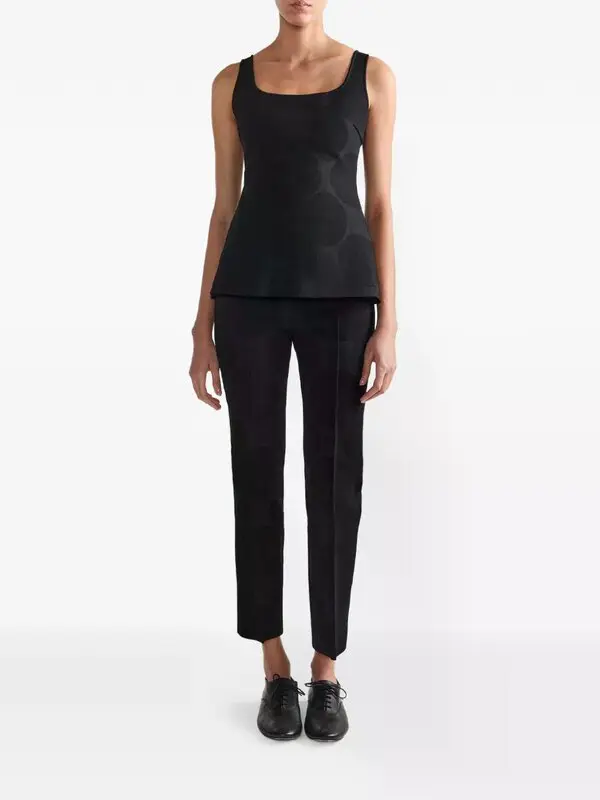 HIGH SPORT Polka Dot Square Neck Top - Black