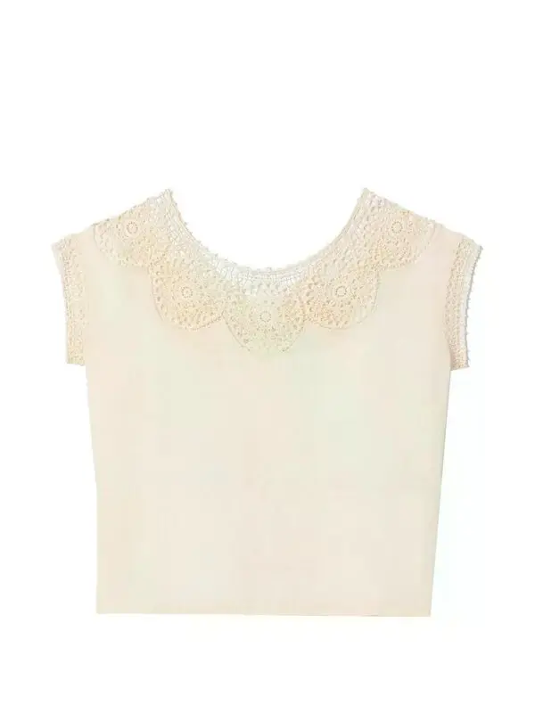 NILI LOTAN Caila Crochet-trim Top - Neutrals
