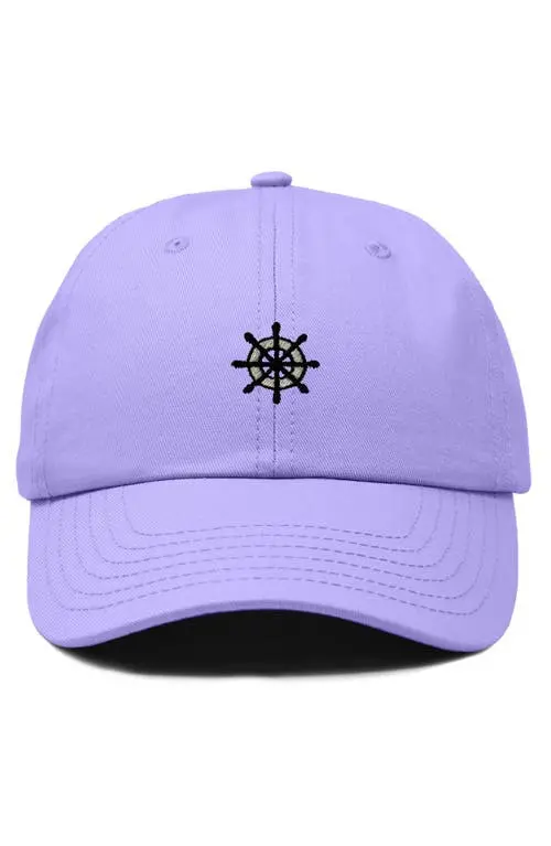 DALIX Ship Wheel Embroidered Cotton Twill Dad Hat - Lavender