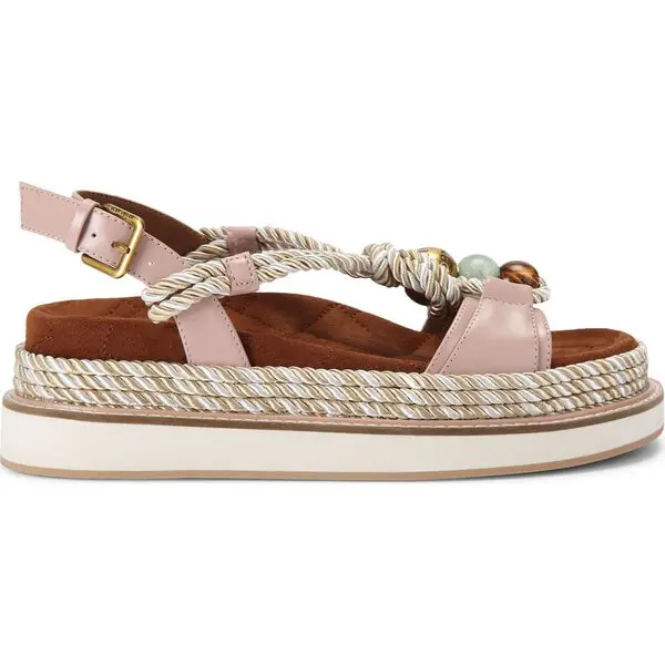 Kurt Geiger Orson Rope Slingback Platform Sandals - Light/pastel Pink