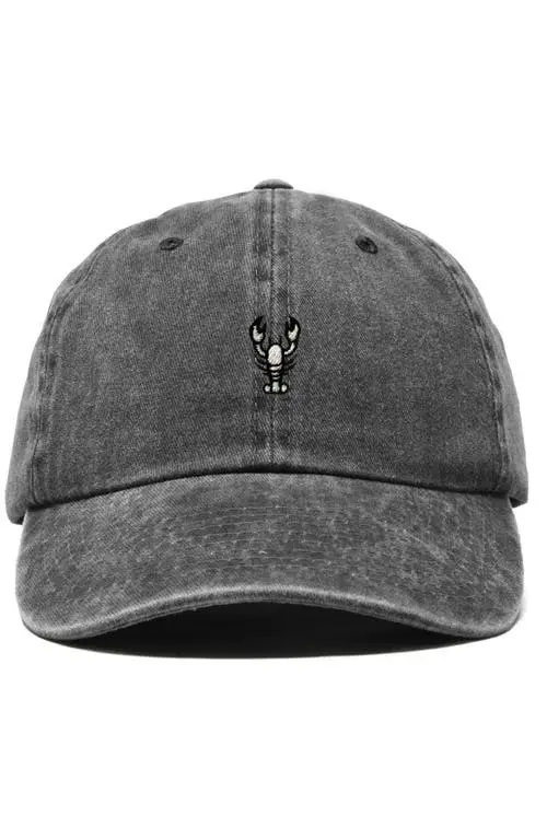 DALIX Embroidered Lobster Baseball Cap - Washed Black