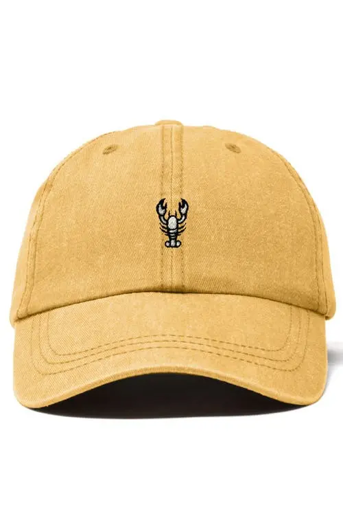 DALIX Embroidered Lobster Baseball Cap - Washed Gold
