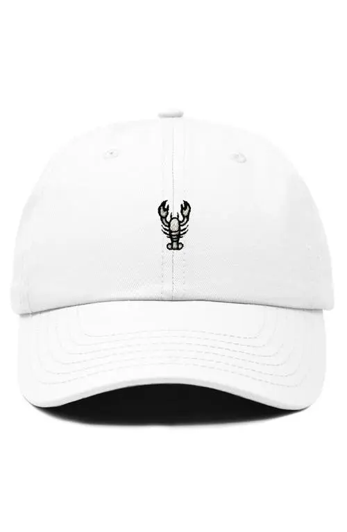 DALIX Embroidered Lobster Baseball Cap - White