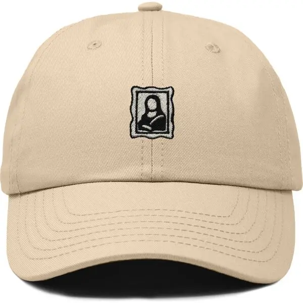 DALIX Embroidered Portrait Frame Dad Cap - Khaki