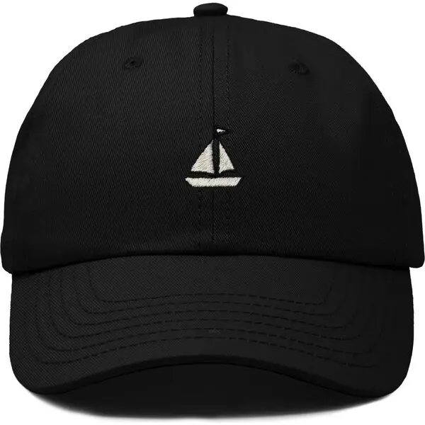 DALIX Embroidered Sailboat Dad Cap - Black