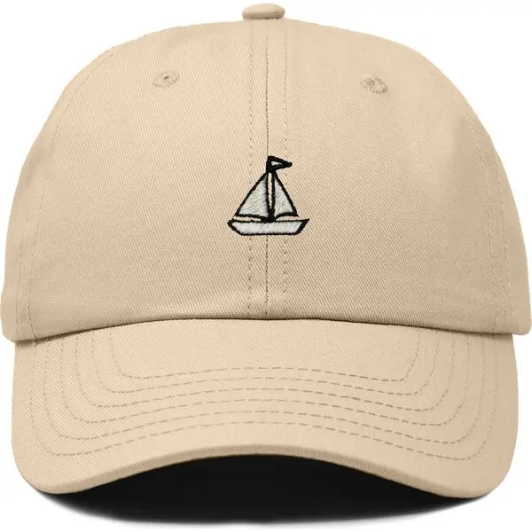 DALIX Embroidered Sailboat Dad Cap - Khaki