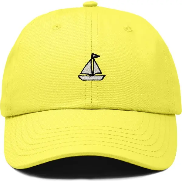 DALIX Embroidered Sailboat Dad Cap - Yellow