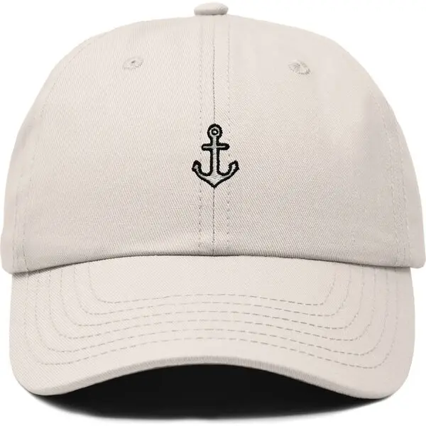 DALIX Embroidered Anchor Cap - Beige