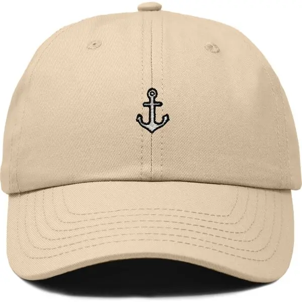 DALIX Embroidered Anchor Cap - Khaki