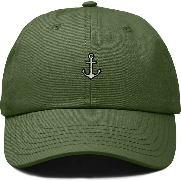 DALIX Embroidered Anchor Cap - Olive