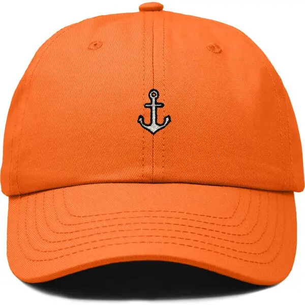 DALIX Embroidered Anchor Cap - Orange