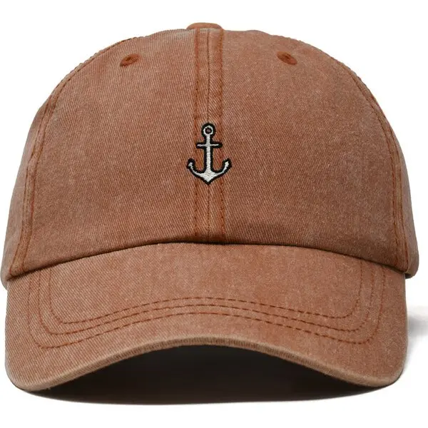 DALIX Embroidered Anchor Cap - Washed Orange