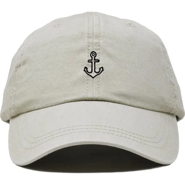 DALIX Embroidered Anchor Cap - Washed Stone White