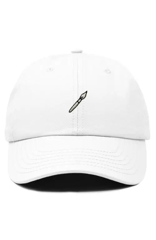 DALIX Paint Brush Dad Cap - White