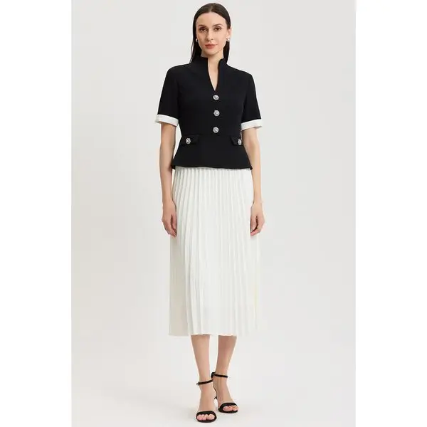Ming Wang Noelle Pleated Crepe Maxi Dress