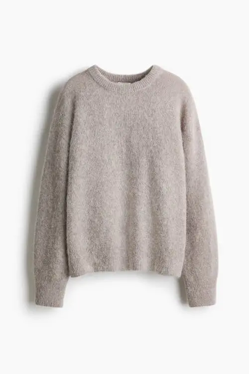 H&m Oversized Alpaca-blend Jumper - Light Taupe Melange