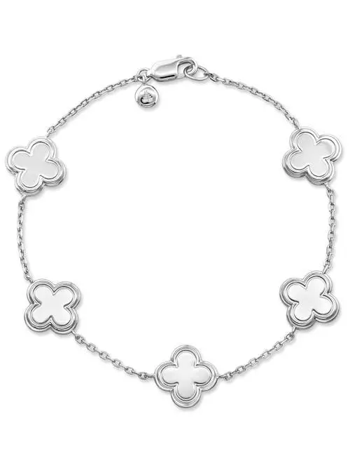 DEVATA Five Clover Bracelet In Rhodium-plated Sterling - Silver