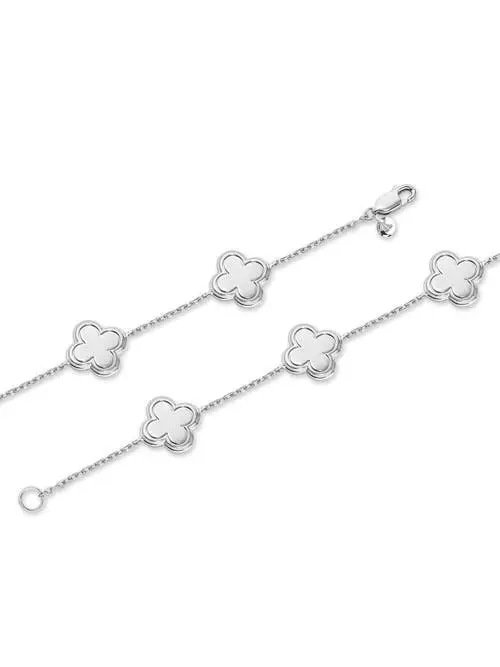 DEVATA Five Clover Bracelet In Rhodium-plated Sterling - Silver
