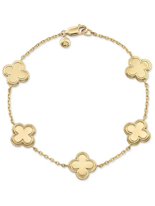 DEVATA Five Clover Chain Bracelet In Gold-plated Sterling Silver - Yellow Gold