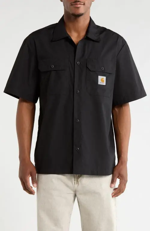 Carhartt Work In Progress Craft Short Sleeve Poplin Button-up Work Shirt - Black