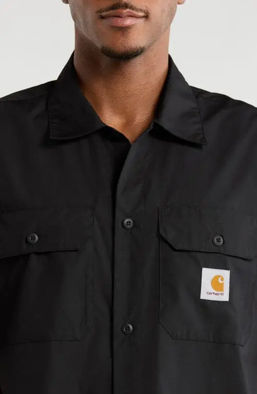 Carhartt Work In Progress Craft Short Sleeve Poplin Button-up Work Shirt - Black