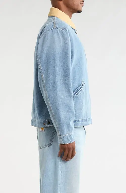 Carhartt Work In Progress Denim Jacket With Corduroy Collar - Blue Burst