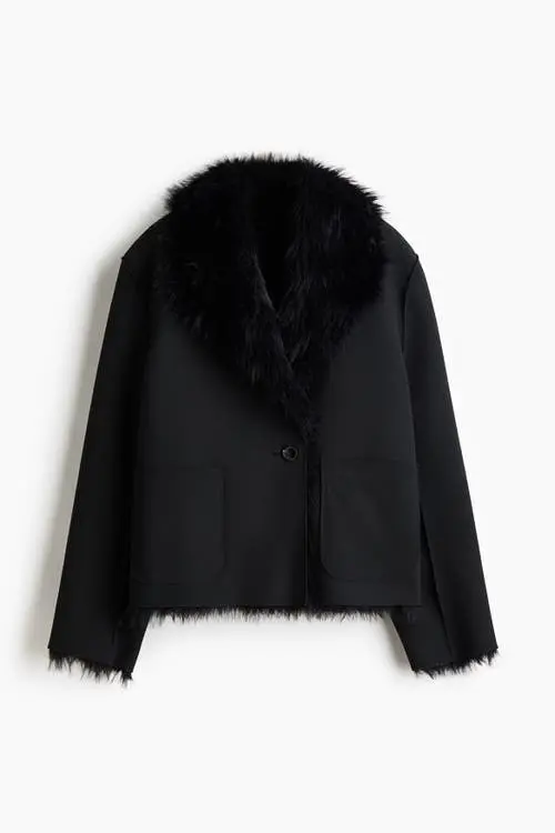 H&m Double-faced Jacket With Shawl Collar