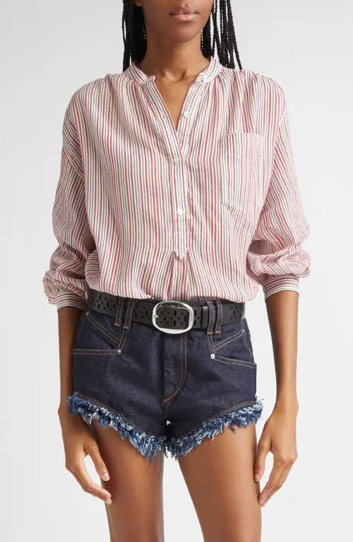 Isabel Marant Striped Band Collar Shirt