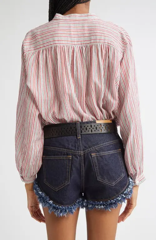 Isabel Marant Striped Band Collar Shirt