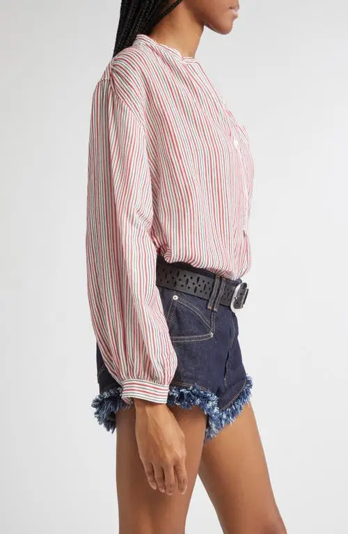 Isabel Marant Striped Band Collar Shirt