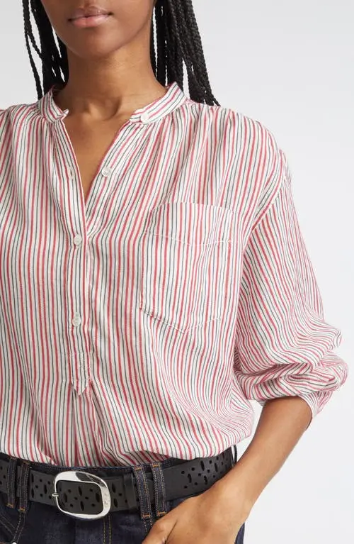 Isabel Marant Striped Band Collar Shirt