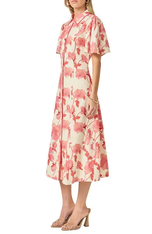 English Factory Floral Print Midi Shirtdress
