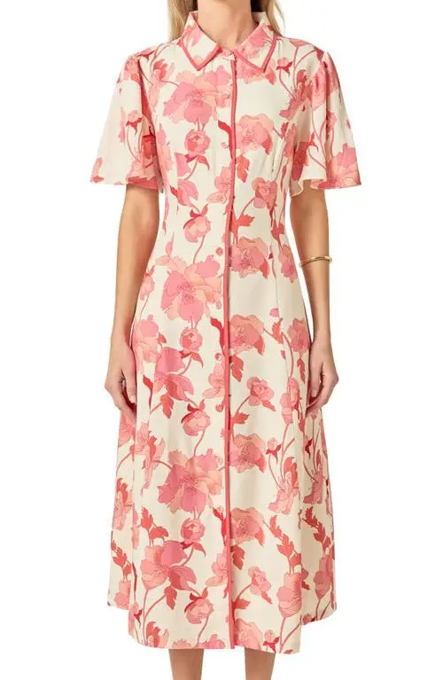 English Factory Floral Print Midi Shirtdress