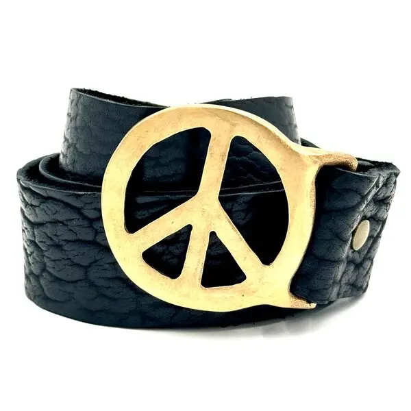 LYNN TALLERICO Peace Belt With Brass Buckle - Black