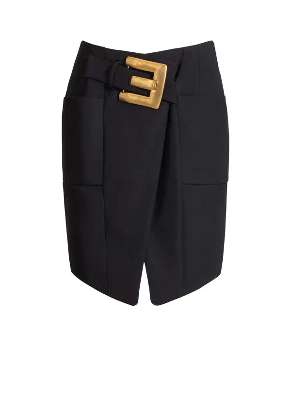 Balmain Belted Grain De Poudre Mini Skirt