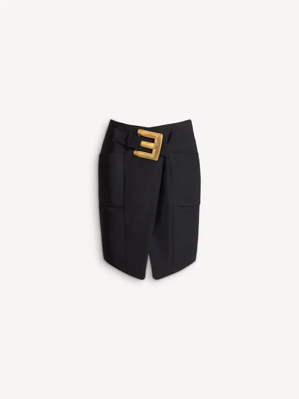 Balmain Belted Grain De Poudre Mini Skirt