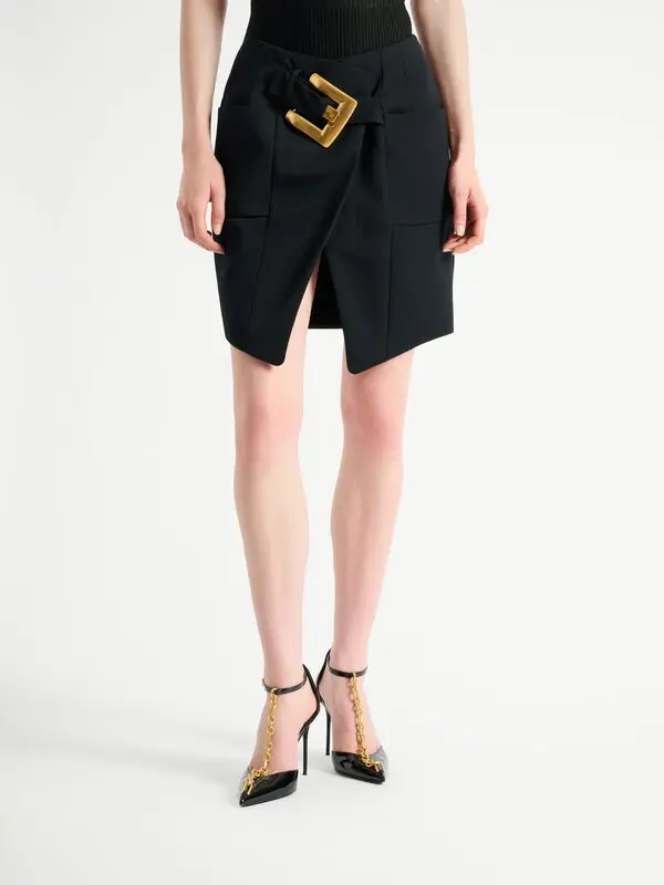 Balmain Belted Grain De Poudre Mini Skirt