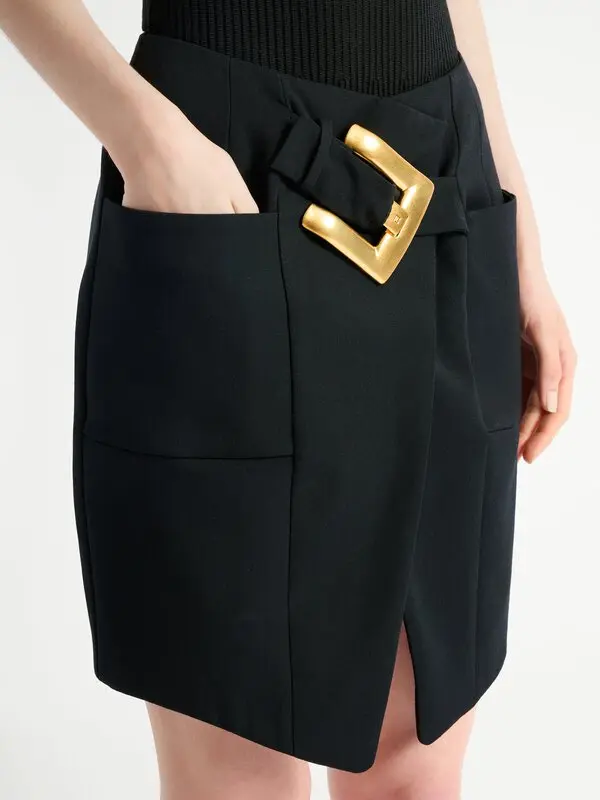 Balmain Belted Grain De Poudre Mini Skirt