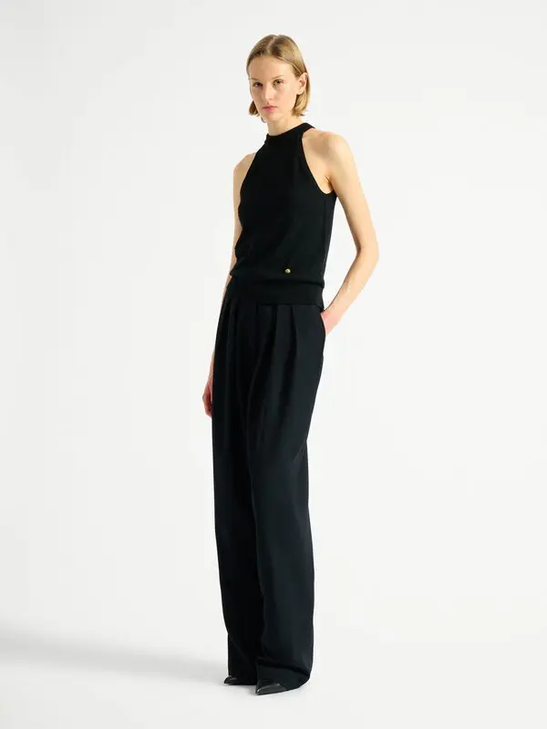 Balmain Sleeveless Knit High Neck Top With Quilted Effect - Black