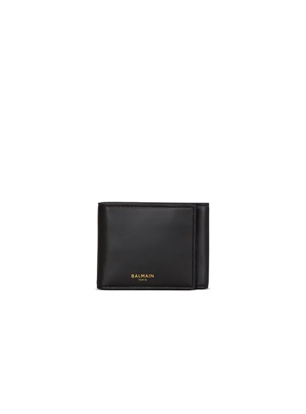 Balmain Smooth Leather Trifold Wallet - Black