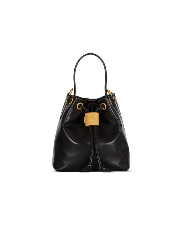 Balmain Mini Pulse Bucket Bag In Smooth Leather - Black