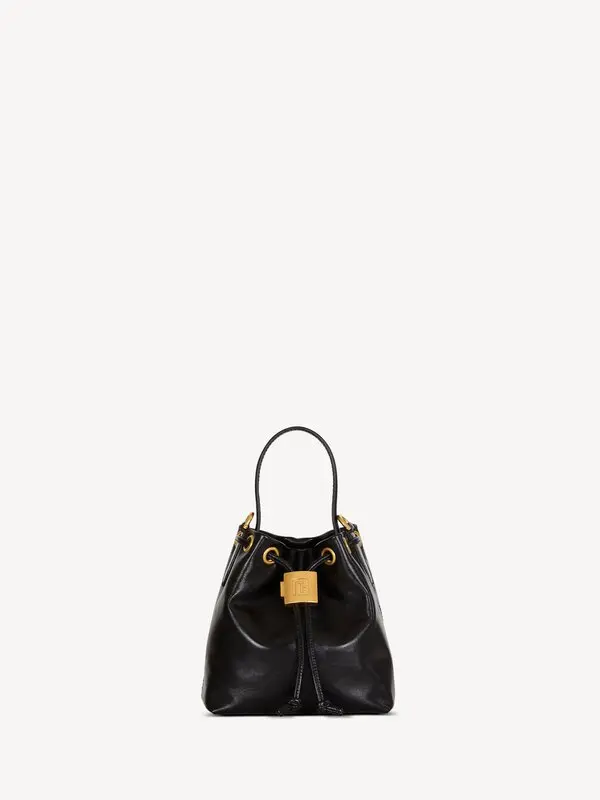 Balmain Mini Pulse Bucket Bag In Smooth Leather - Black
