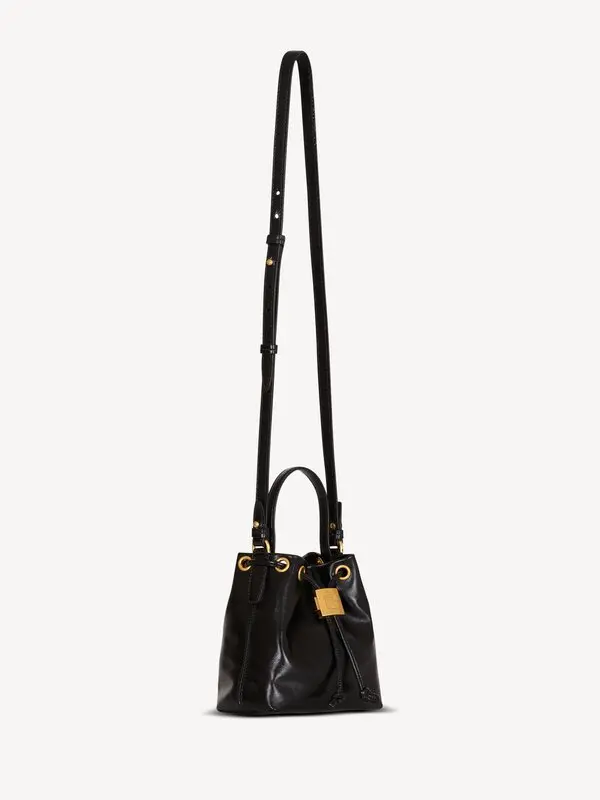 Balmain Mini Pulse Bucket Bag In Smooth Leather - Black